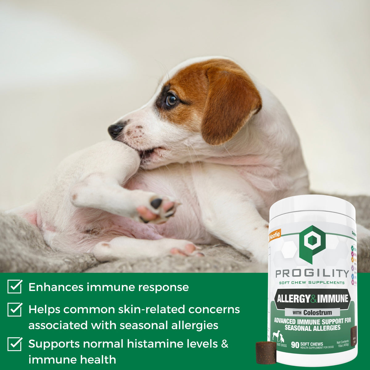Progility Allergy & Immune Soft Chew Supplements for Dogs for Seasonal ...